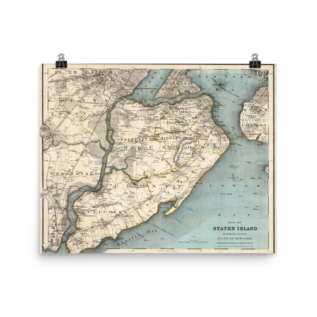Vintage Staten Island Map (1896) NYC Borough Atlas Poster - Etsy