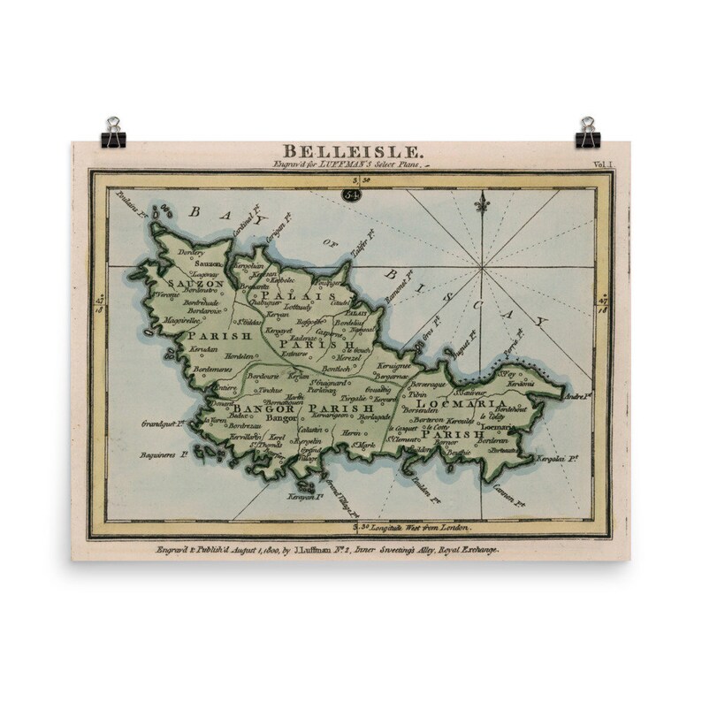 Old Belle Isle France Map 1800 Vintage French Island Atlas | Etsy