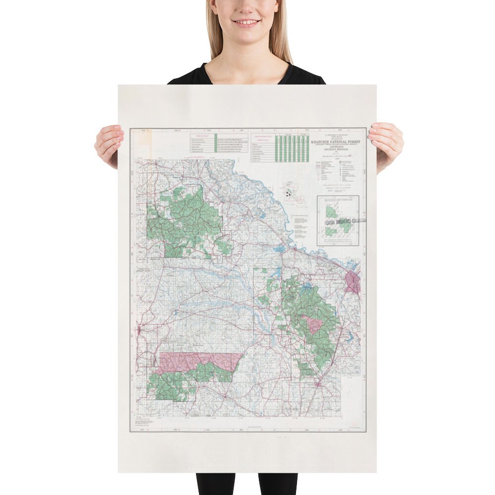 Kisatchie National Forest Map 1978 Louisiana Woodland - Etsy
