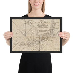 Old Florida Keys Map (1771) Vintage Southern FL Atlas Framed Poster - Etsy