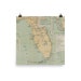 Vintage Florida Lighthouse Map 1898 FL Coastal Maritime - Etsy