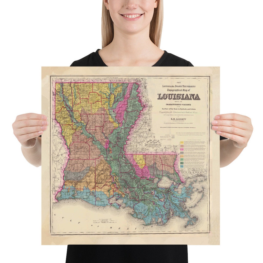 Old Louisiana Geology Map (1882) Vintage Bayou State Geological Land ...