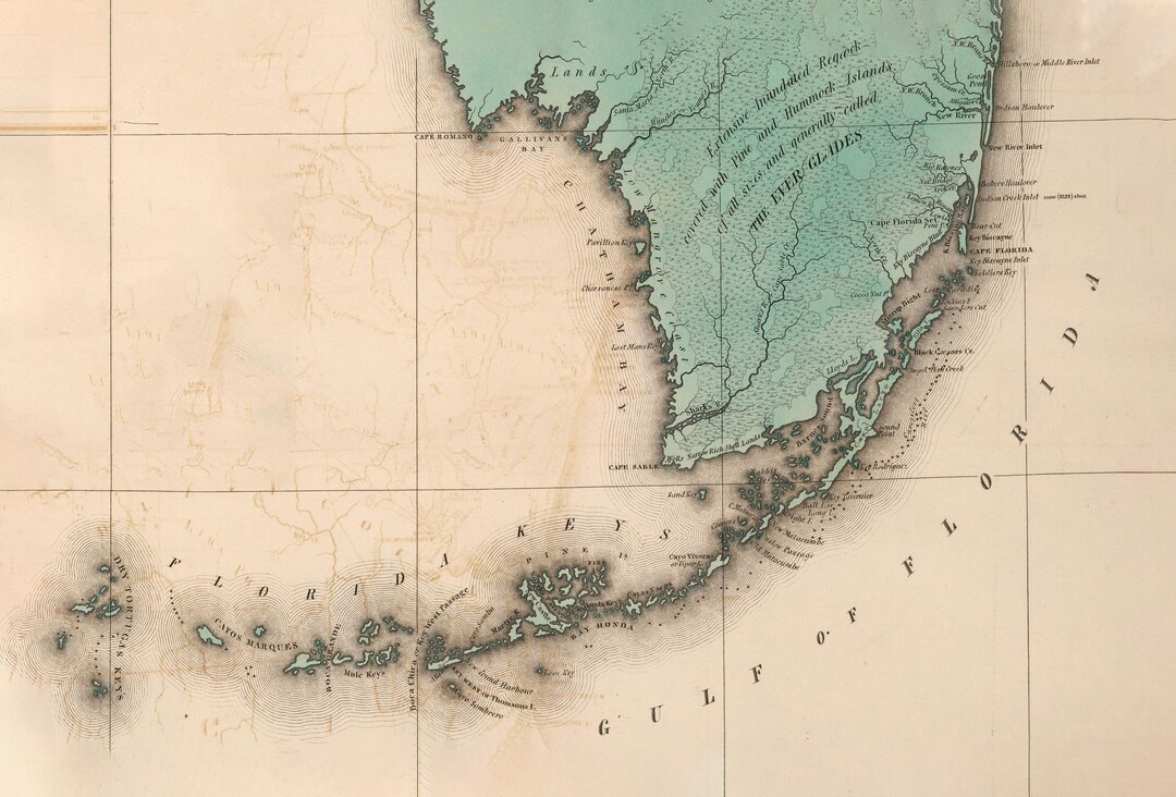 Florida Keys Map (1883) Digital Image Download - Etsy
