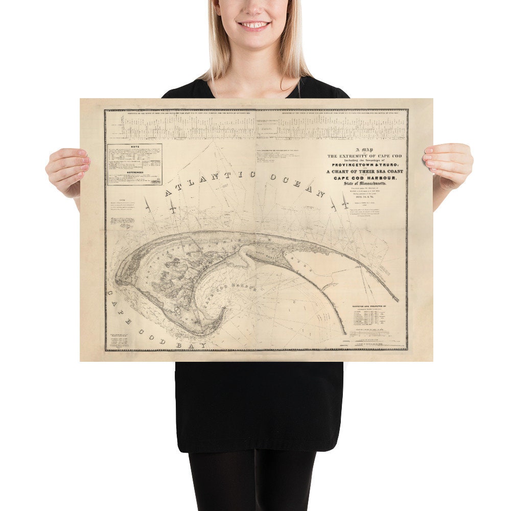 Old Truro and Provincetown MA Map 1836 Vintage Lower Cape - Etsy