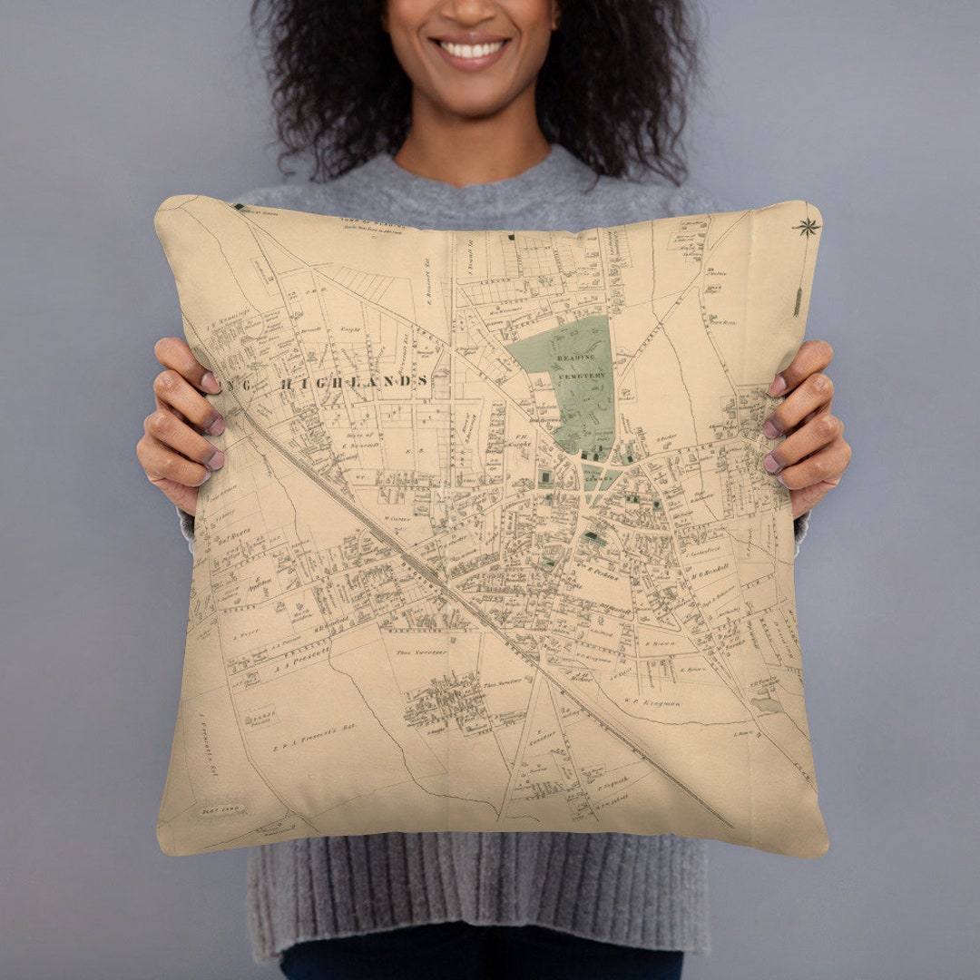 Old Reading Ma Map (1875) Vintage Massachusetts Bay Colony Settlements ...