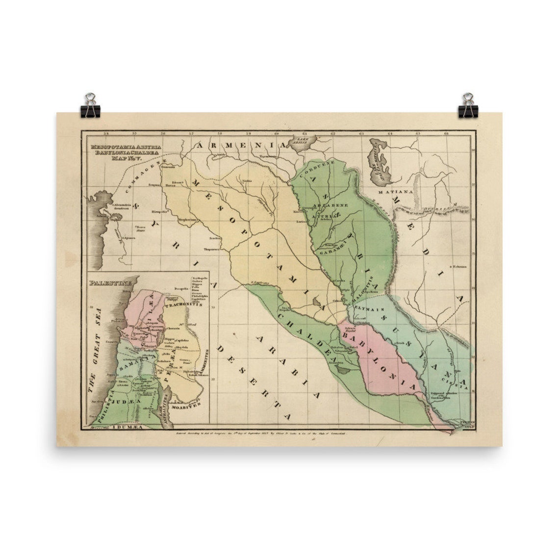 Old Cradle of Civilization Map (1827) Vintage Mesopotamia & Babylonia ...