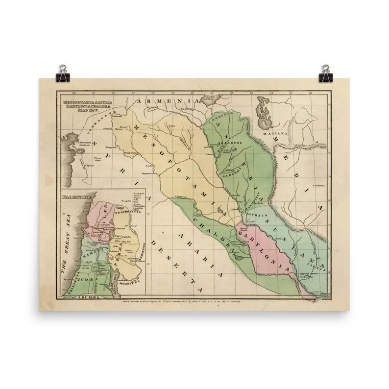 Old Cradle of Civilization Map (1827) Vintage Mesopotamia & Babylonia ...