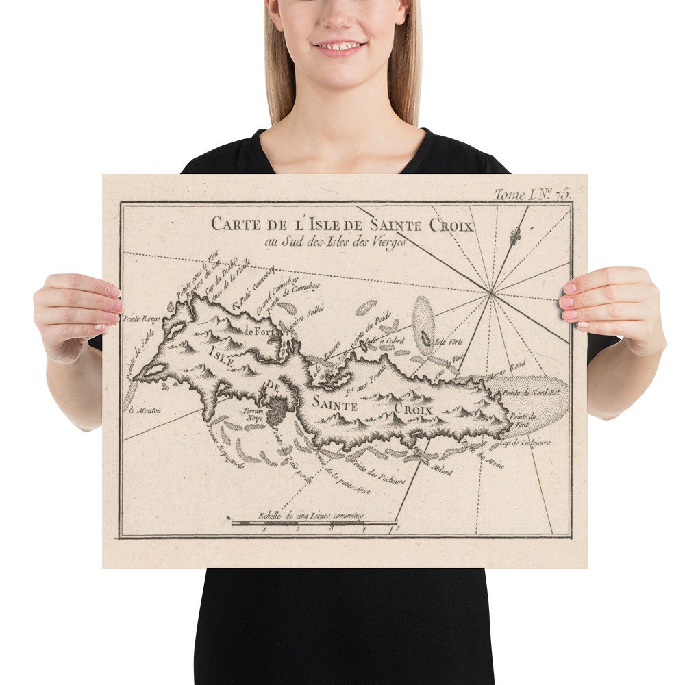 Old St Croix Map 1764 Vintage Virgin Islands Isle Atlas | Etsy