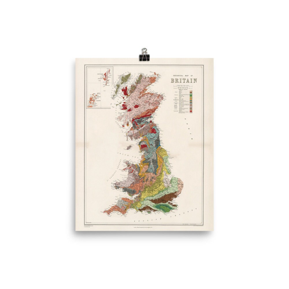 Geology Map of Britain (1904) Old Geological UK Atlas Poster - Etsy