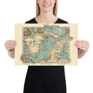 Old Baltic Sea Map 1906 Vintage Scandinavian Nautical Inlet Atlas ...