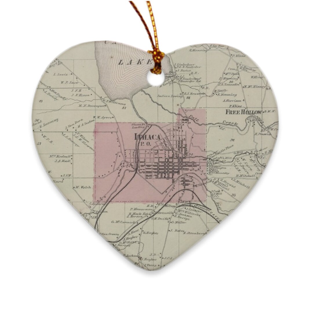 Old Ithaca NY Map (1866) Vintage Finger Lakes New York City Atlas ...