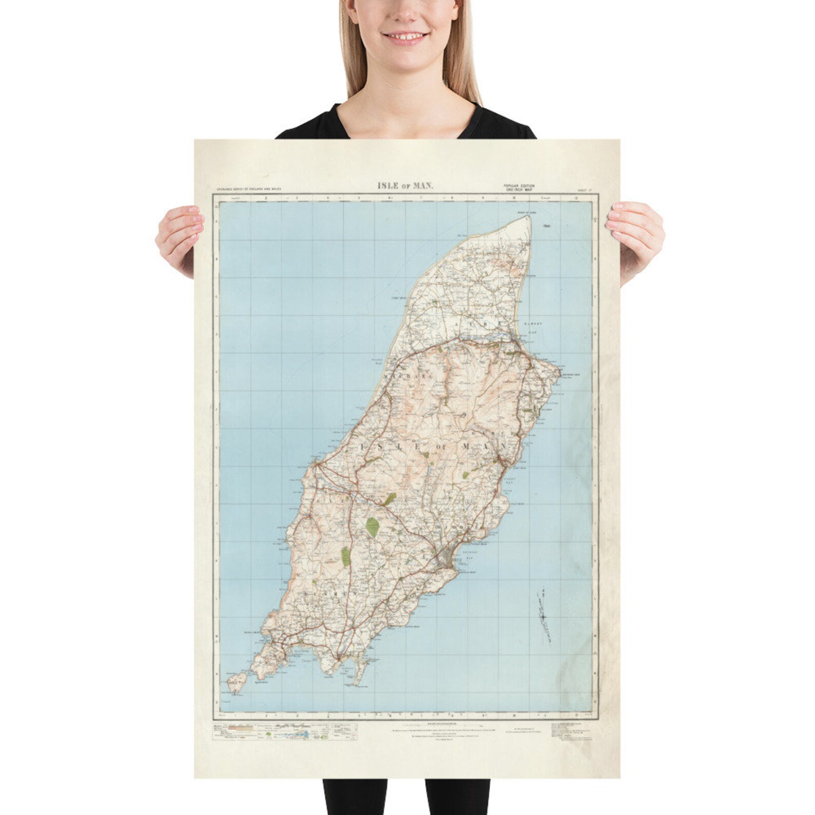 Old Isle of Man UK Map (1922) Vintage United Kingdom Island Atlas ...