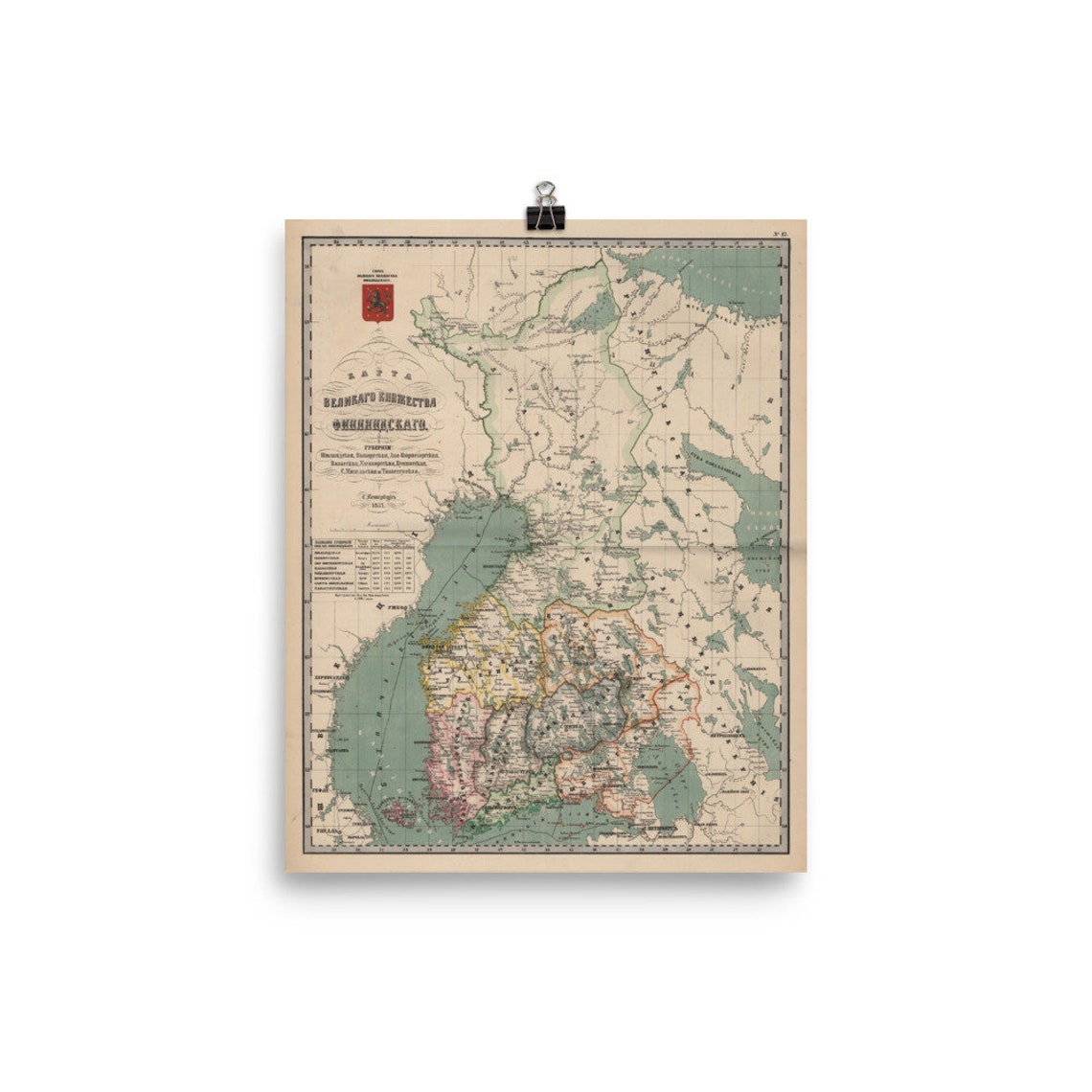 Old Finland Map 1860 Vintage Finnish Atlas in Russian Text | Etsy