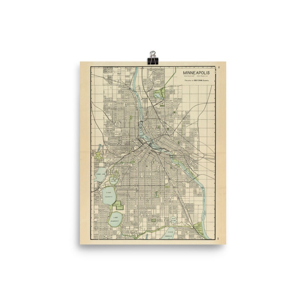 Old Minneapolis MN Map (1901) Vintage Minnesota City of Lakes Atlas ...