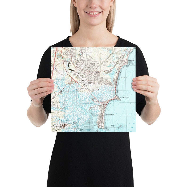 Hampton Beach NH Map 1992 Coastal New Hampshire Atlas Poster | Etsy