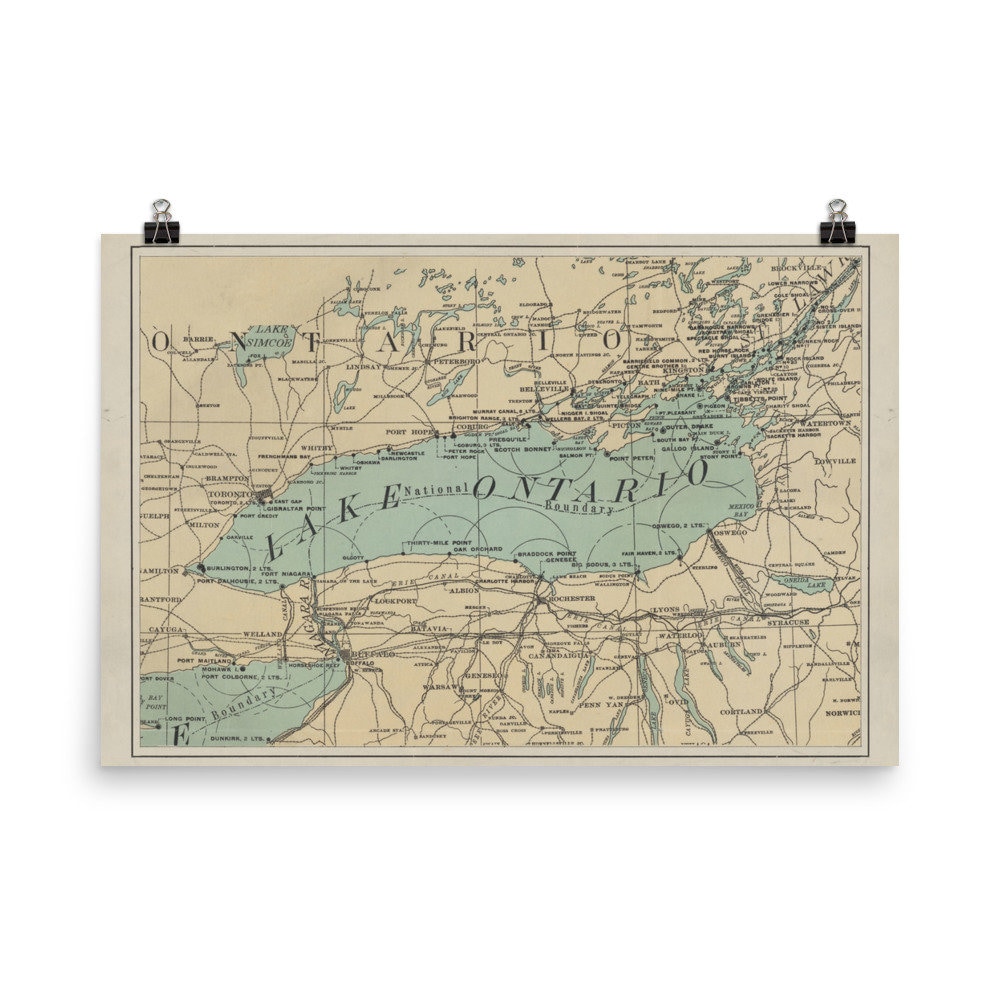 Old Lake Ontario Lighthouses Map (1898) Nautical Great Lakes Chart ...