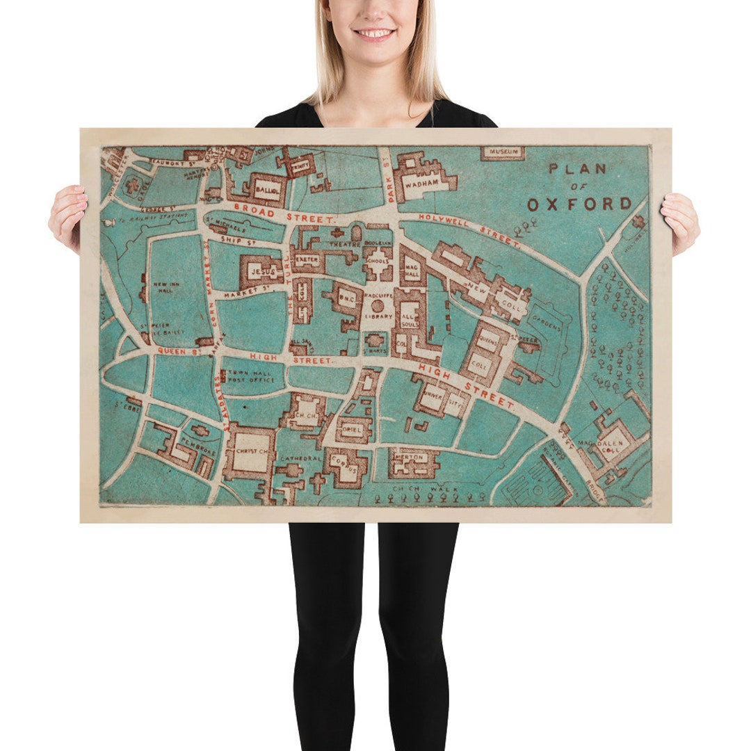 Old Oxford England Map (1860) Vintage Oxfordshire UK City Atlas Poster ...