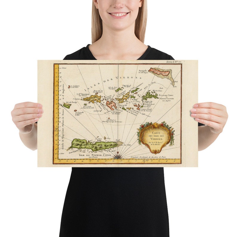 Old Virgin Islands Map 1764 Vintage British & US Caribbean | Etsy