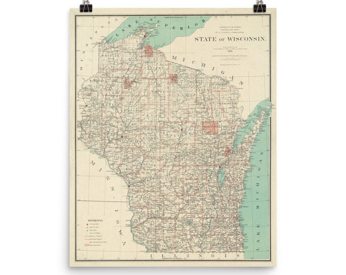 Michigan Map 1888 Old Great Lakes State Atlas Poster - Etsy