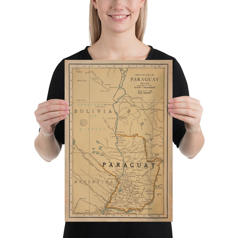 Old Paraguay Map 1924 Vintage Paraguayan Country Atlas - Etsy
