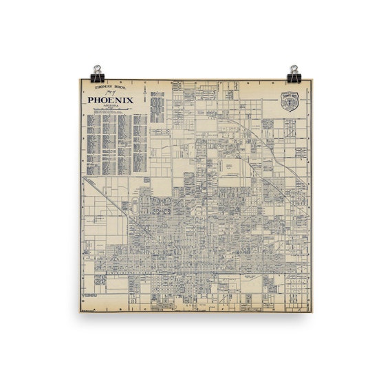 Phoenix Street Map Vintage