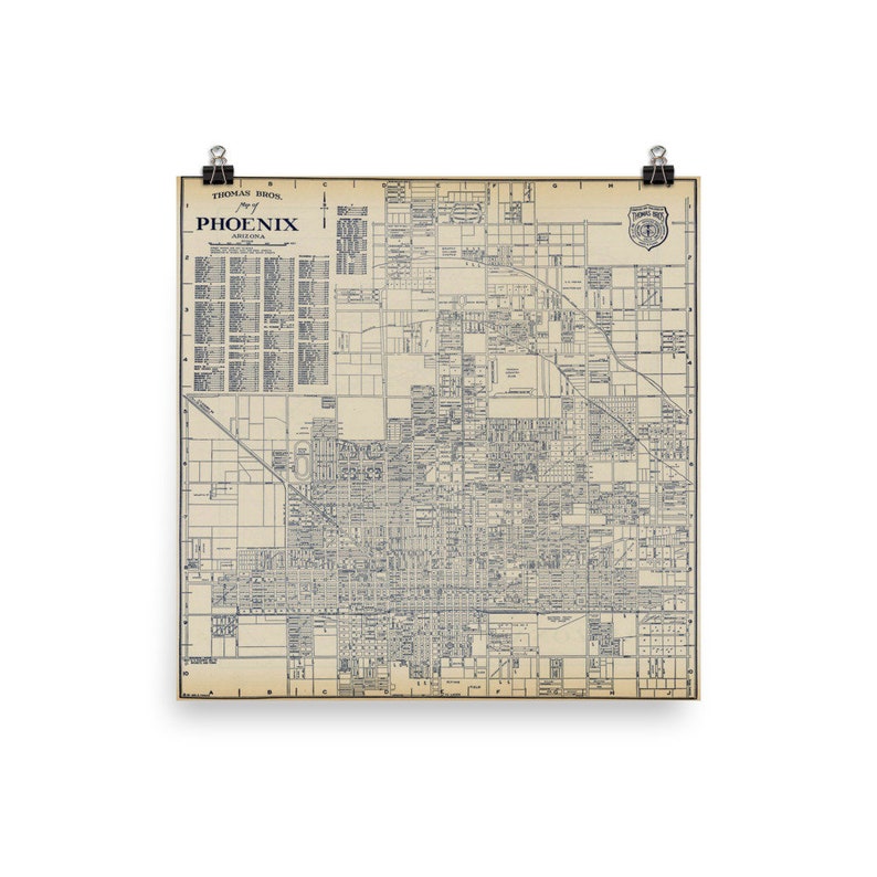 Phoenix AZ Map (1920) Old Valley of the Sun Arizona Atlas Poster - Etsy