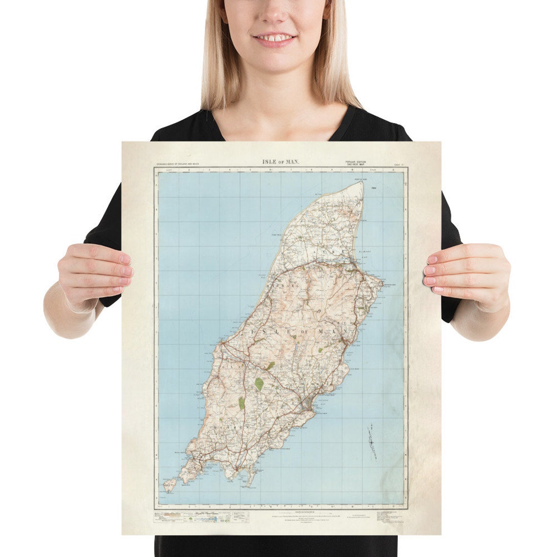 Old Isle of Man UK Map (1922) Vintage United Kingdom Island Atlas ...