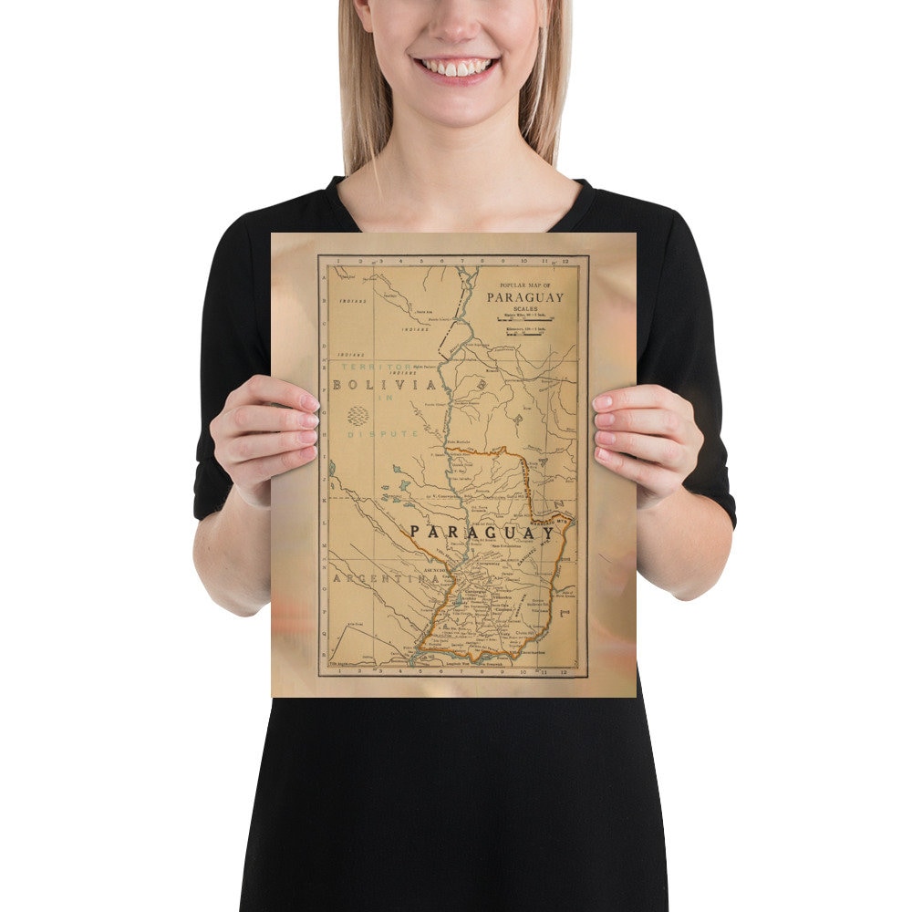 Old Paraguay Map 1924 Vintage Paraguayan Country Atlas - Etsy
