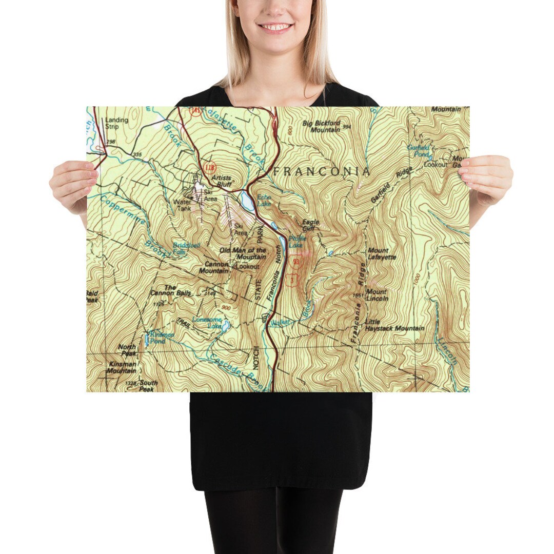 Franconia Notch NH Map (1988) White Mountains of New Hampshire Atlas ...