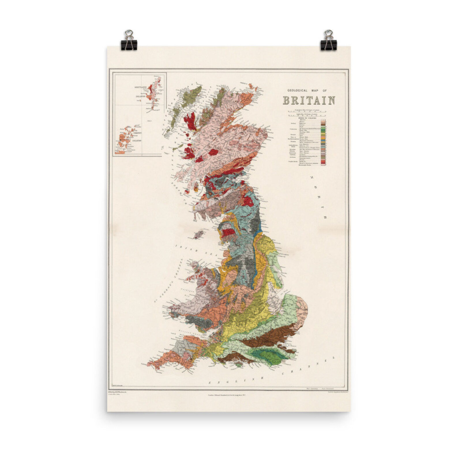 Geology Map of Britain (1904) Old Geological UK Atlas Poster - Etsy