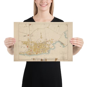 Old Tonsberg Norway Map (1883) Vintage Tunsberg City & Street Atlas ...