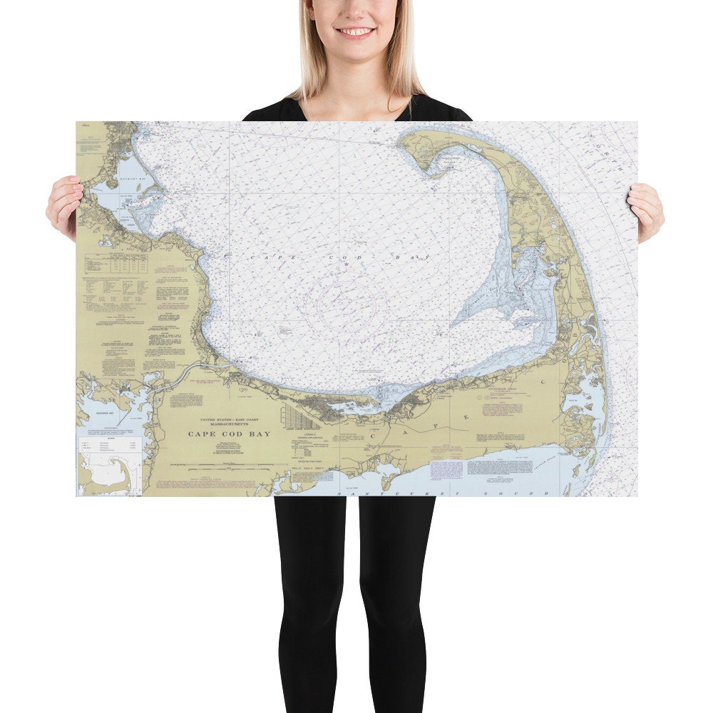 Cape Cod Bay Map 1996 Nautical Massachusetts Coast Chart - Etsy