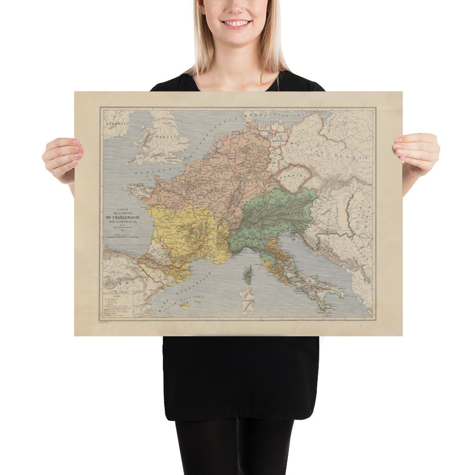 Old Carolingian Empire Map (1876) Vintage Francia & Charlemagne ...