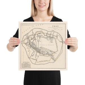 Ancient Troy City Map (1874) Vintage Trojan Civilization Atlas Poster ...