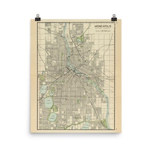 Old Minneapolis MN Map (1901) Vintage Minnesota City of Lakes Atlas ...