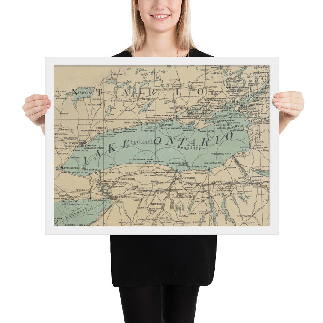 Old Lake Ontario Lighthouses Map (1898) Nautical Great Lakes Chart ...