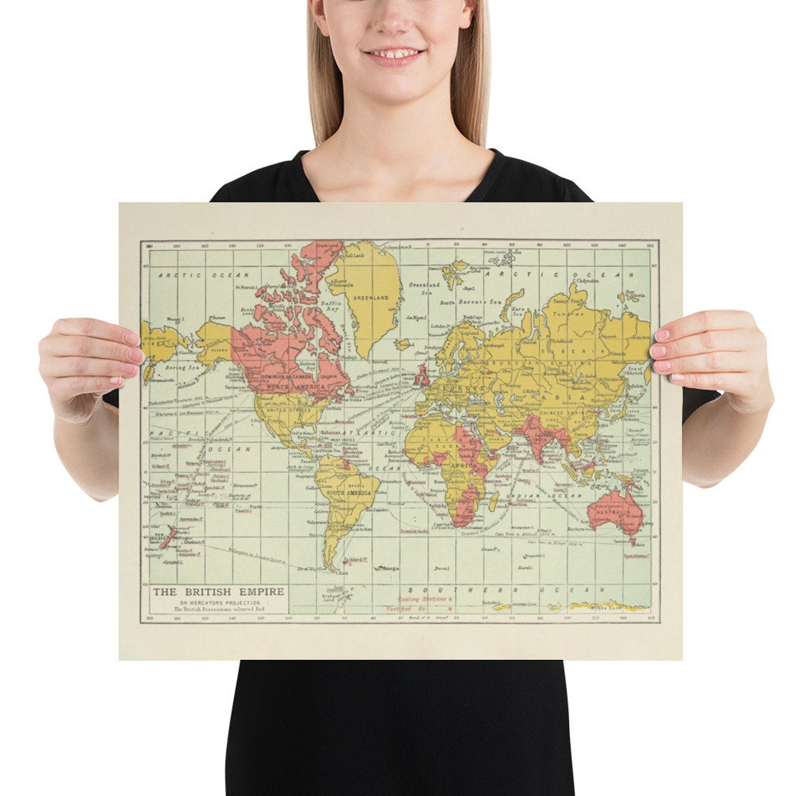 Vintage British Empire Map (1915) Old Colonies of England Atlas Poster ...