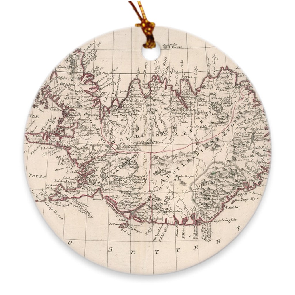 Old Iceland Map 1781 Vintage Icelandic Atlas Ornaments - Etsy