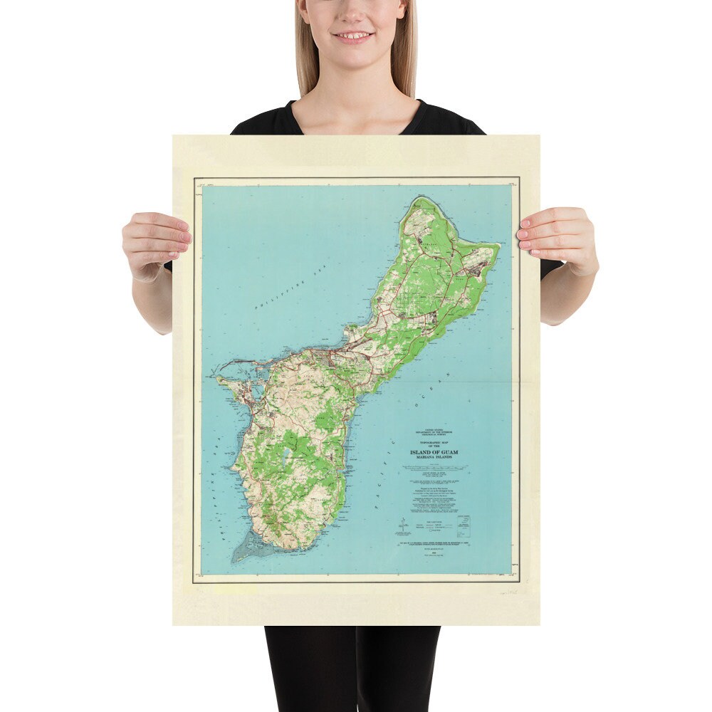 Old Guam Island Map 1965 Vintage US Micronesia Territory - Etsy