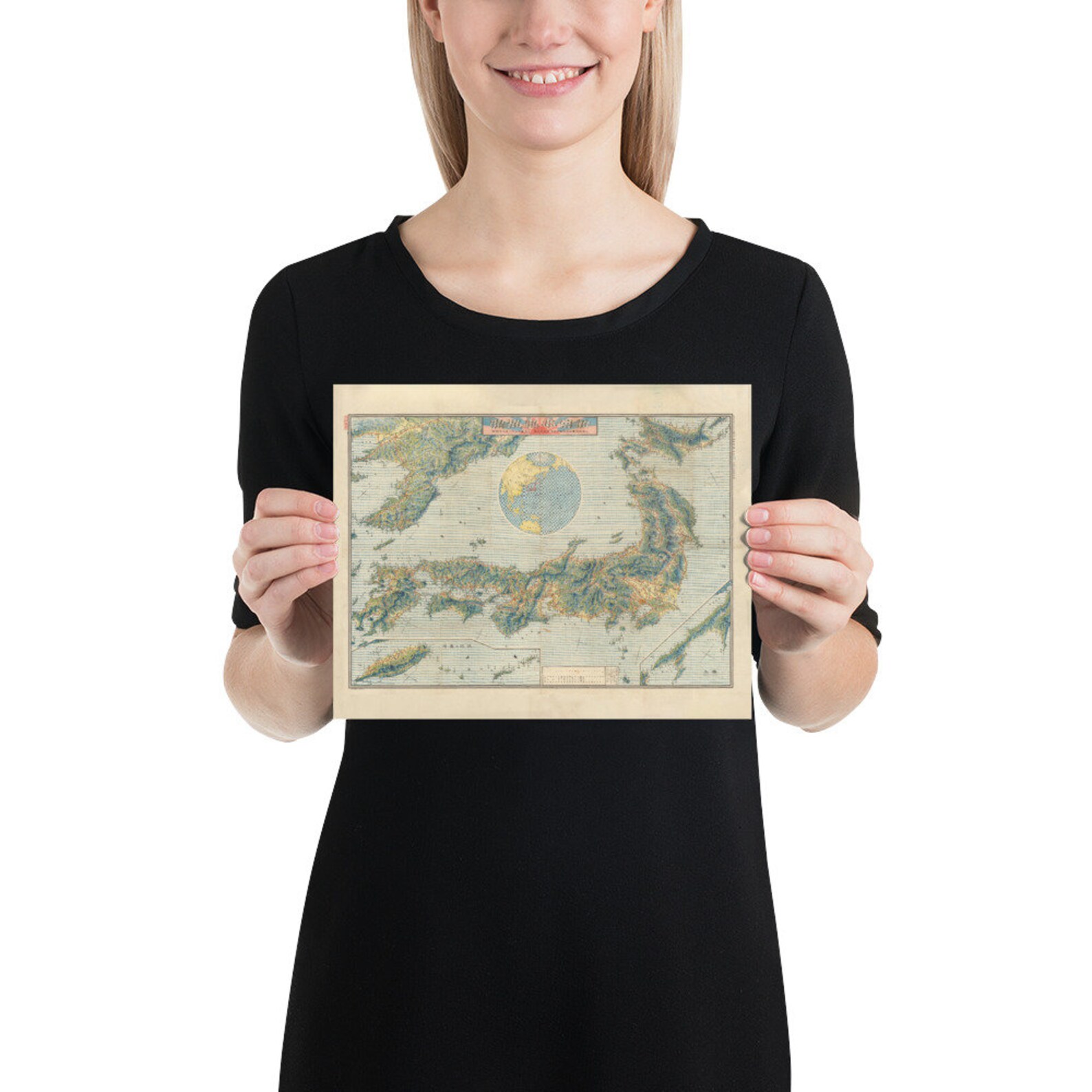 Old Japan and Korea Map (1915) Vintage Japanese Sea Birds Eye View ...