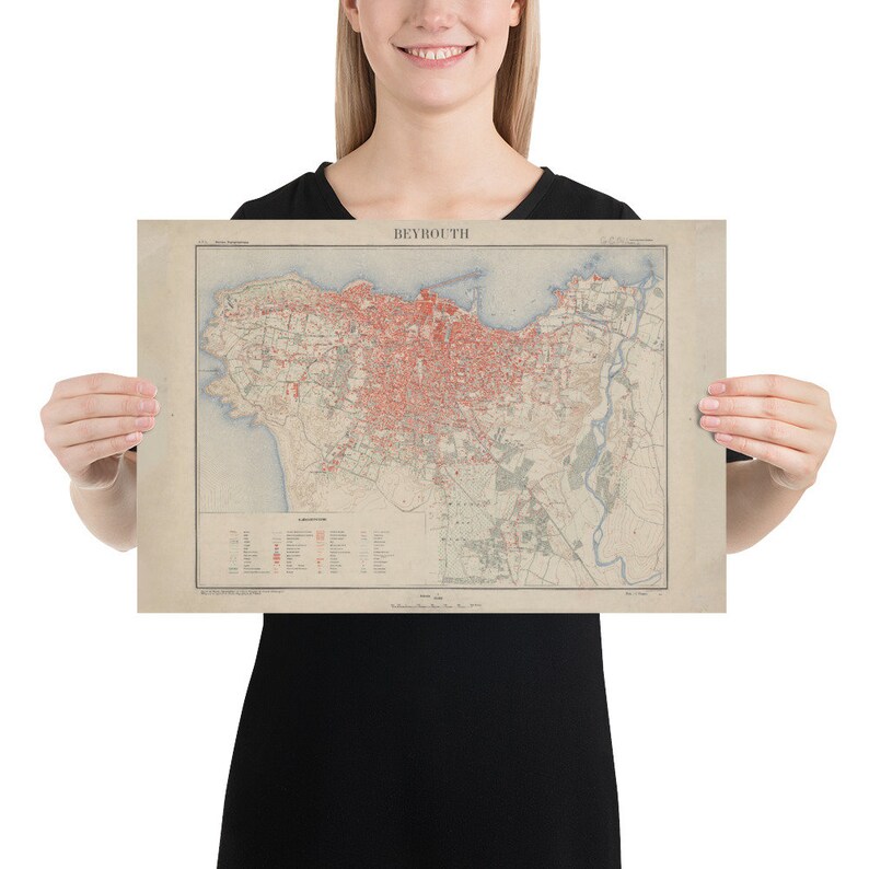 Old Beirut Lebanon Map 1922 Vintage Lebanese City Atlas - Etsy