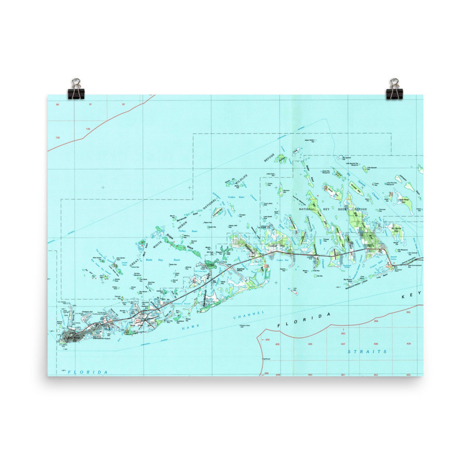 Florida Keys Map (1983) Key West, Big Pine Key, Sugarloaf Key, Cudjoe ...