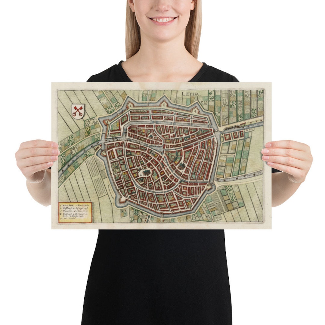Old Leiden Netherlands Map (1638) Vintage Leyden City Atlas Poster - Etsy