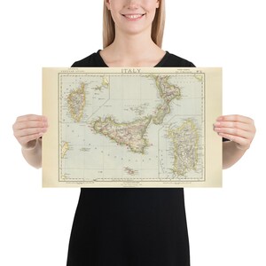 Old Sicily Italy Map 1883 Italian Historical Atlas Poster - Etsy