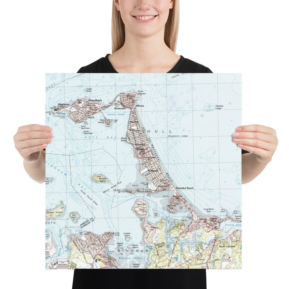 Hull and Nantasket Beach MA Map 1984 Massachusetts Shore | Etsy