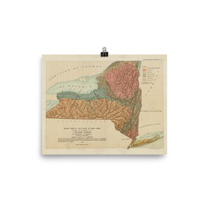 Geologic Map of New York State (1898) Old NY State Geology Atlas Poster ...