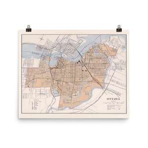 Old Ottawa Canada Map (1915) Vintage Bytown Capital City Atlas Poster ...