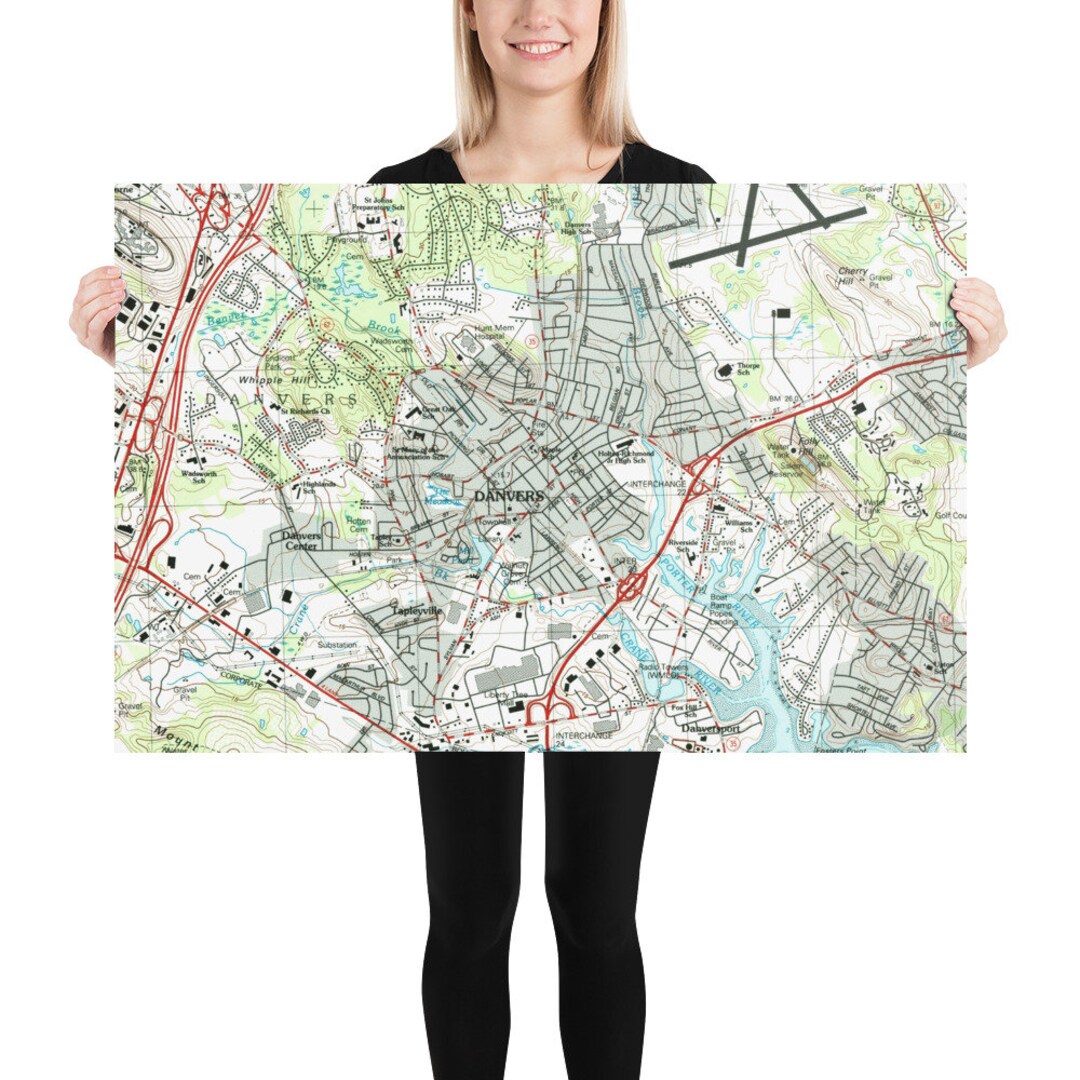 Danvers MA Map (1985) Salem Village Massachusetts Atlas Poster - Etsy