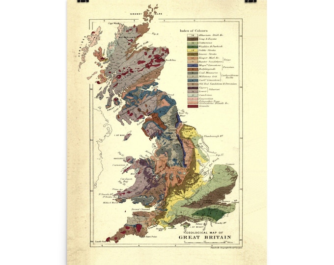 Geological Map UK – Vintage Great Britain Map, Historical UK Map Art ...