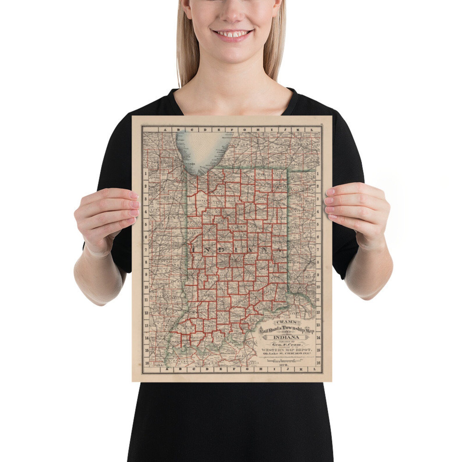 Old Indiana Counties Map 1878 the Hoosier State Vintage Atlas Poster - Etsy